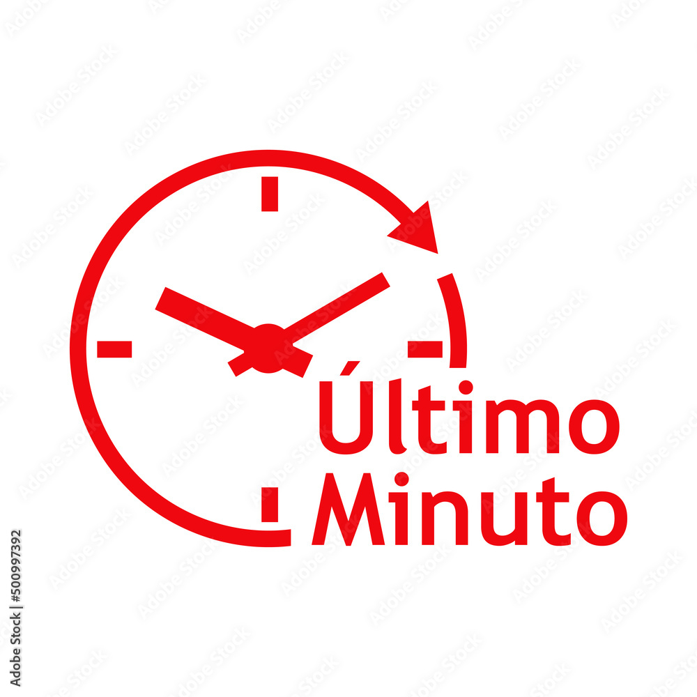 Logo con texto Ultimo Minuto en español con silueta de esfera de reloj ...