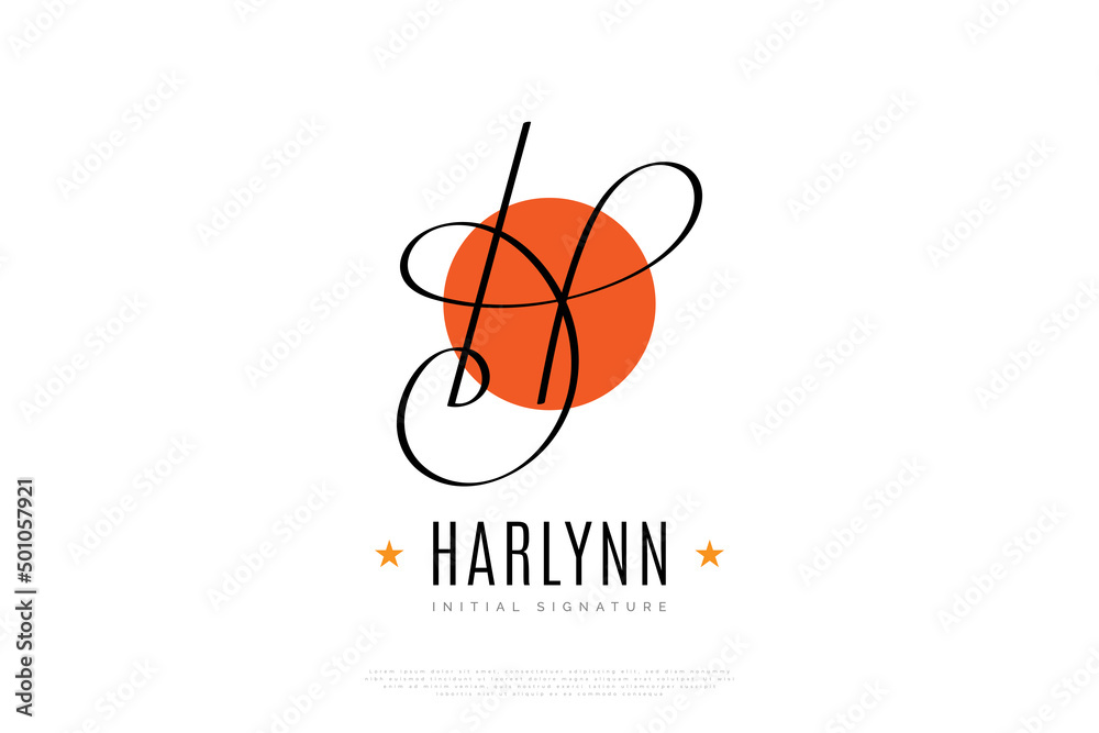 Letter H Logo Design with Minimalist Handwriting Style. Elegant Letter ...