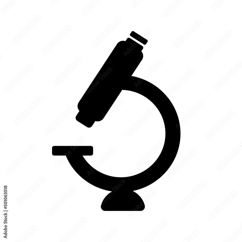 microscope Icon Flat Pictogram Symbol black Minimal logo vector ...