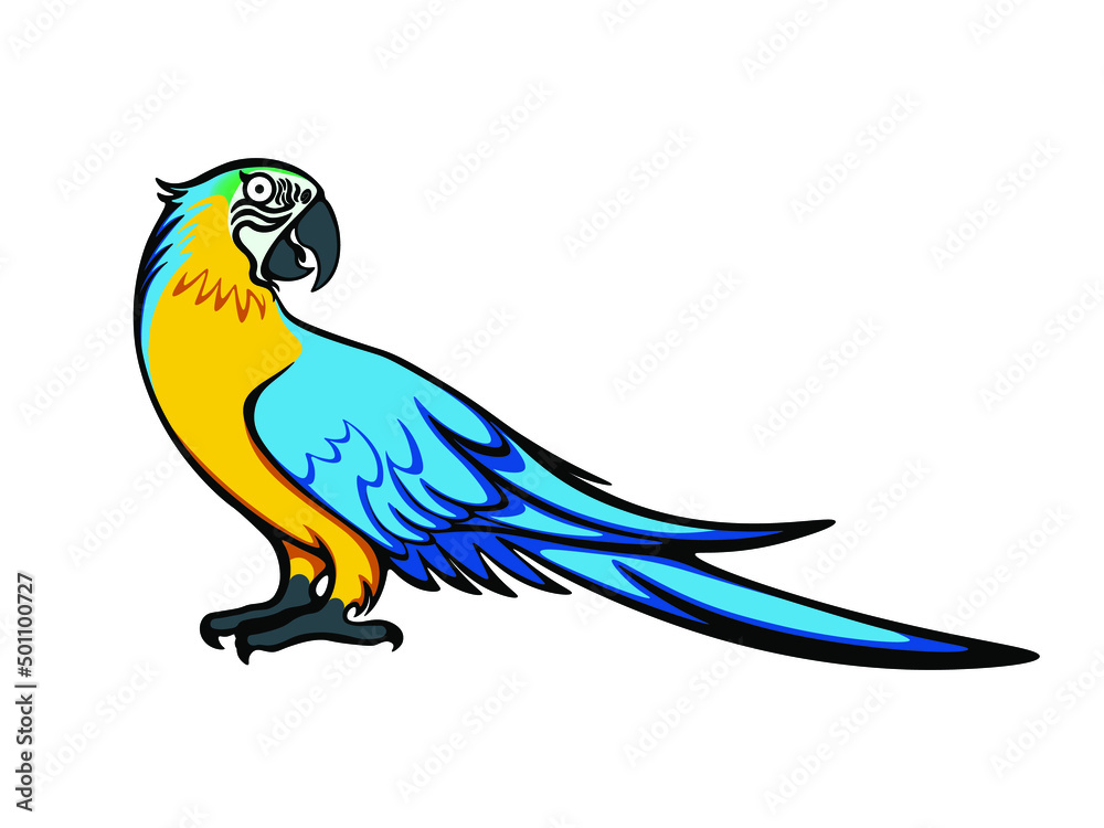 Happy cute cartoon macaw Stock Vector | Adobe Stock