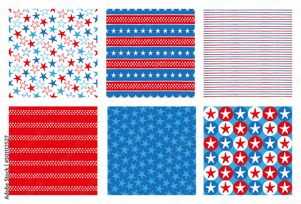 Stars and Stripes, red, white and blue background patterns for Fourth ...