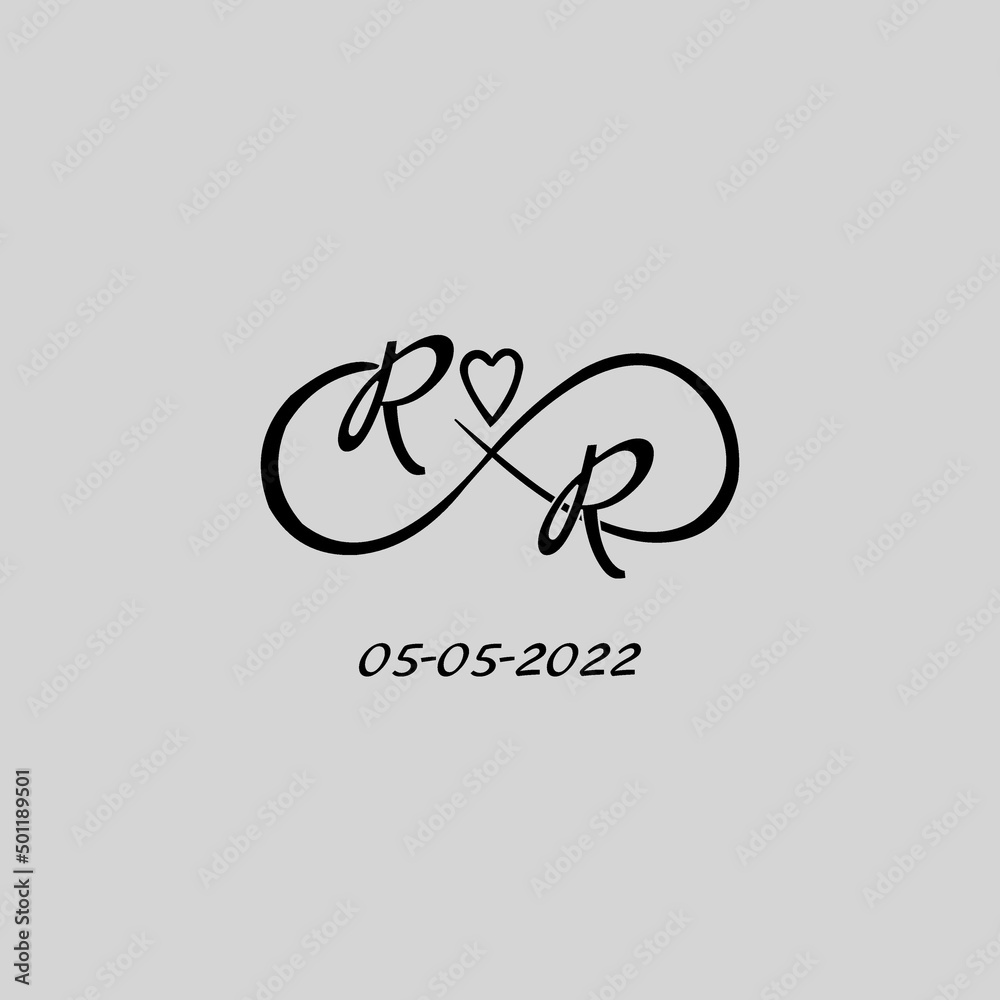 Letter RR logo with infinity and love symbol, elegant cute wedding ...