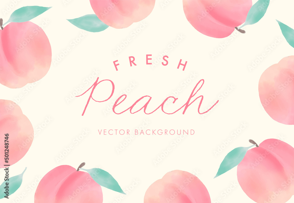 vector background with peaches in watercolor for banners, cards, flyers ...