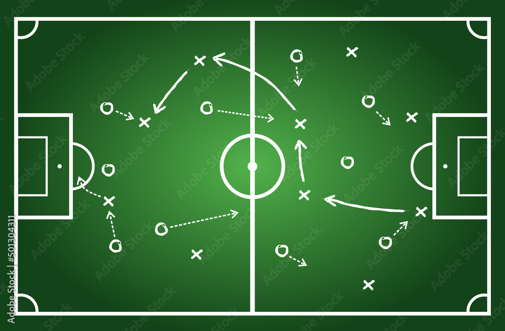 chalk soccer strategy football team strategy and play tactic. formation ...