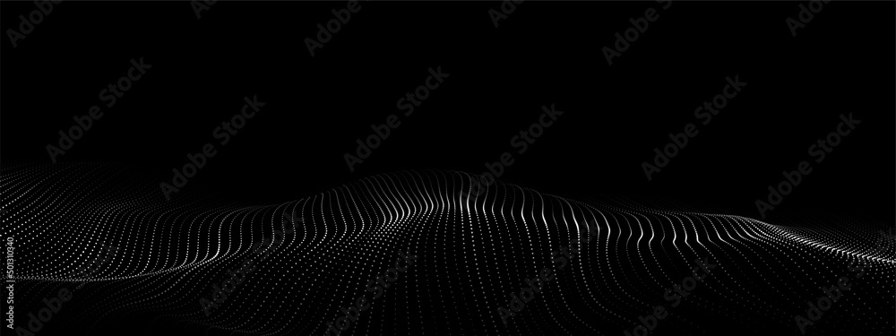 Wave of particles. Digital wave background concept. Abstract technology ...