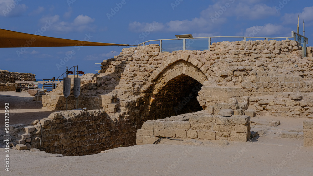 Courtyard and Observation Tower foundation of Apollonia crusader's ...