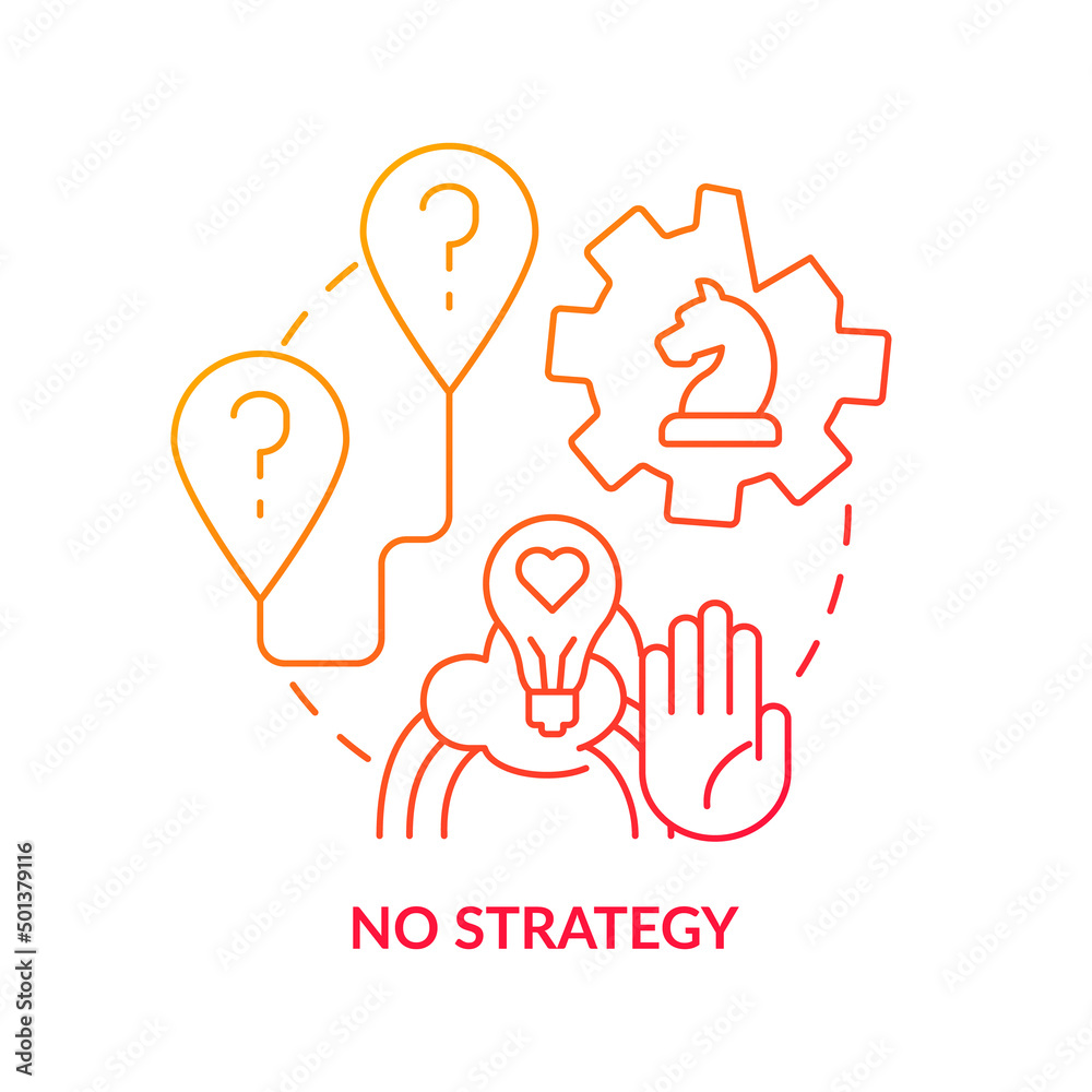 No strategy red gradient concept icon. Challenge in innovation ...