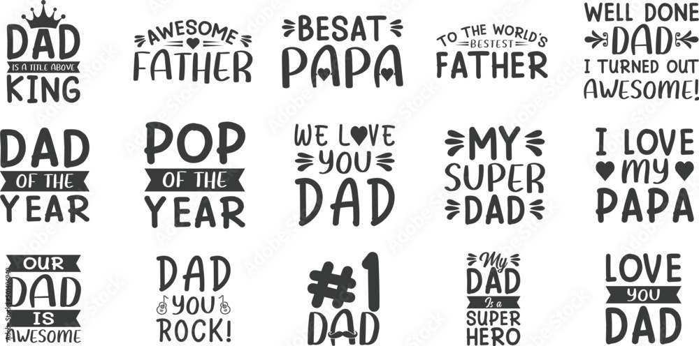 Father's Day SVG Designs Bundle. Dad quotes SVG cut files bundle, Dad ...