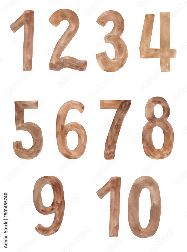 Watercolor numbers, illustration for kids Stock Illustration | Adobe Stock