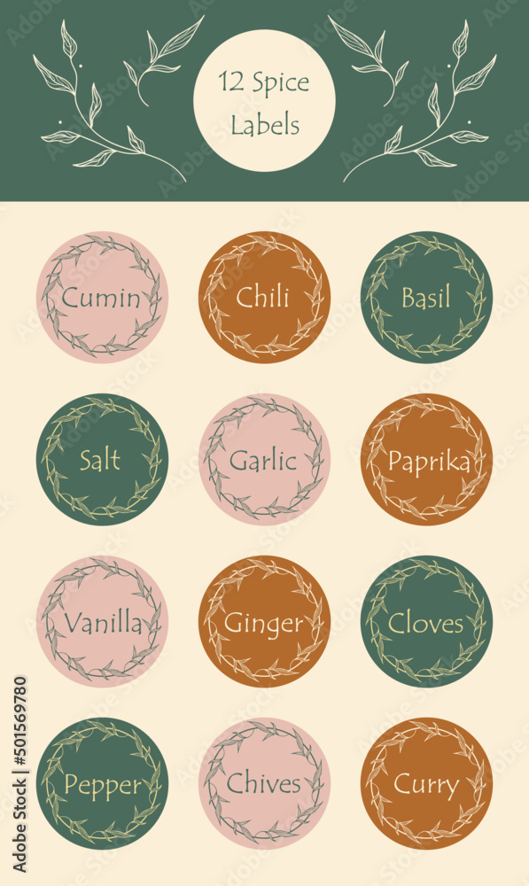 Printable vintage herb and spice labels. Labels, stickers, craft decals ...