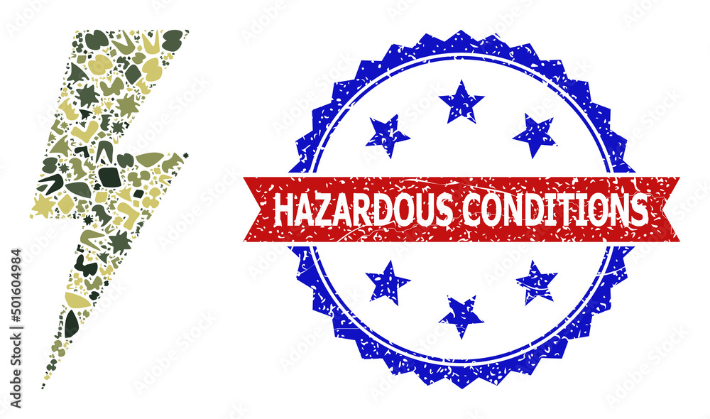 Military camouflage composition of electric spark icon, and bicolor ...