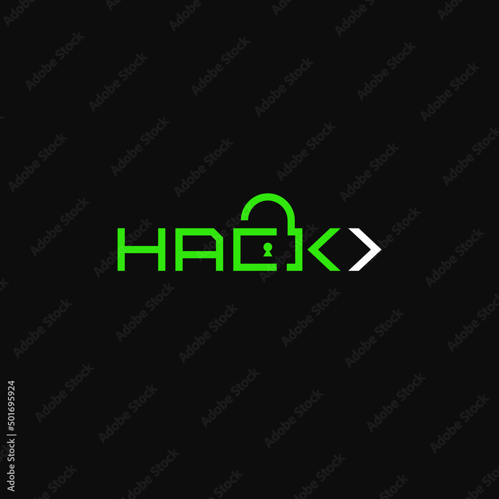 Hack text logo design. Stock Vector | Adobe Stock