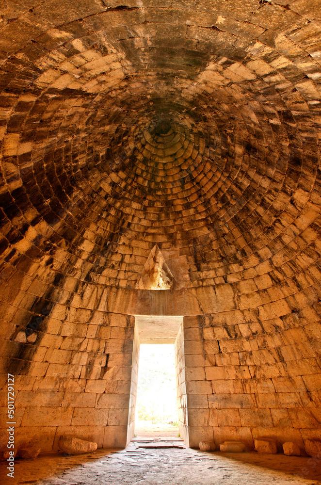 Inside the "Treasury of Atreus" (also known as the "Tholos tomb of ...