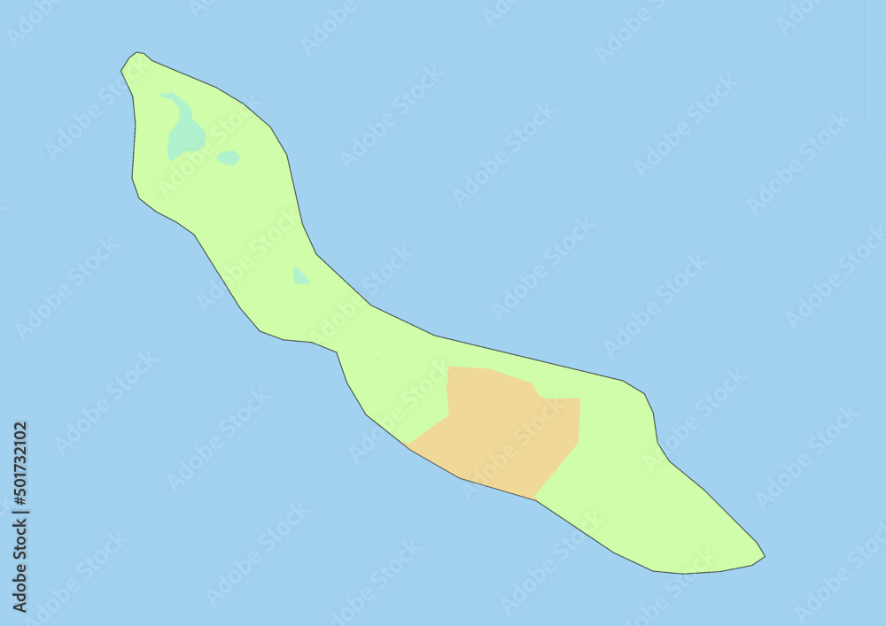 High detailed vector Curaçao physical map, topographic map of Curaçao ...