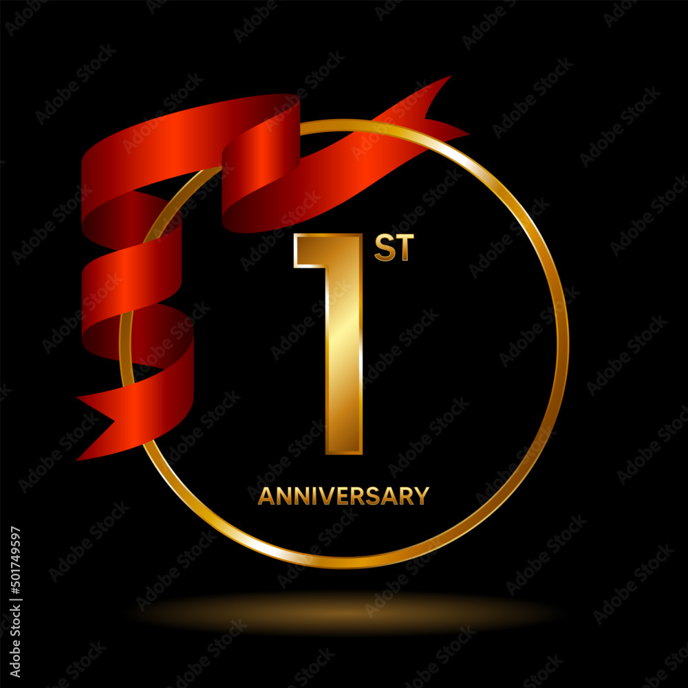 1st Anniversary logo. Anniversary celebration template design with ...