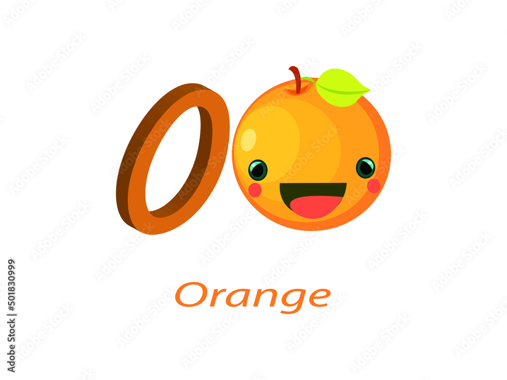 O for Orange Alphabet Vector illustration. Fruit and Vegetables Name ...