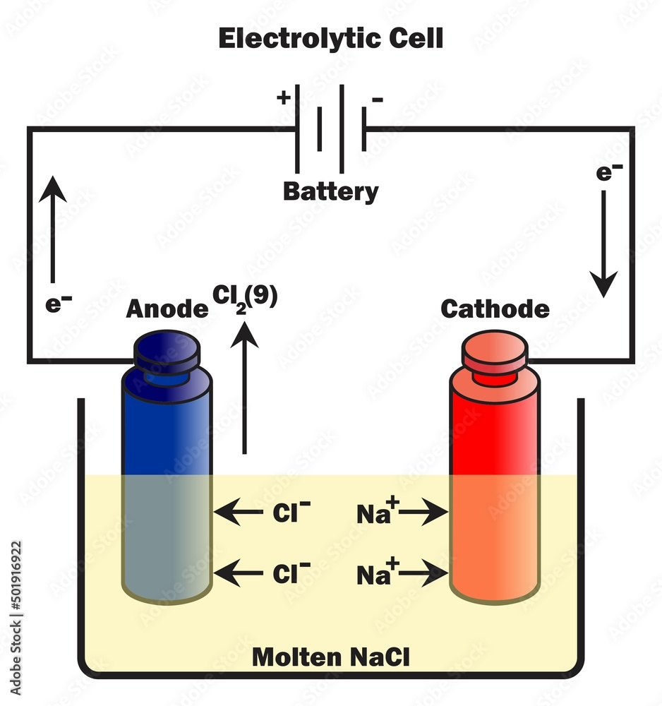 Стоковое векторное изображение «Electrolytic cell infographic diagram ...