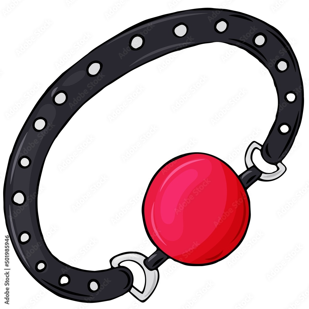 gag for bdsm sexy role play, vector illustration, freehand drawing with ...