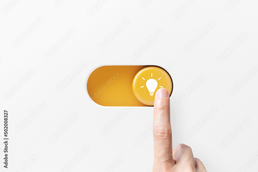 On and off toggle switch buttons with idea light bulb icon, Creative ...