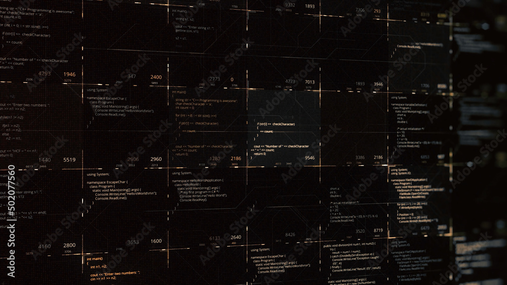 Hacker attack detected on black screen. Animation. Abstract computer screen with hacking ...