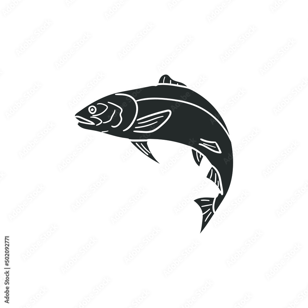 Salmon Icon Silhouette Illustration. Fish Vector Graphic Pictogram ...
