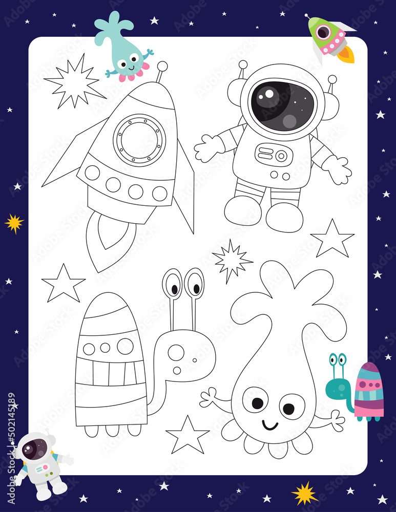 Space Activity pages for kids. Printable activity sheet with mini games ...