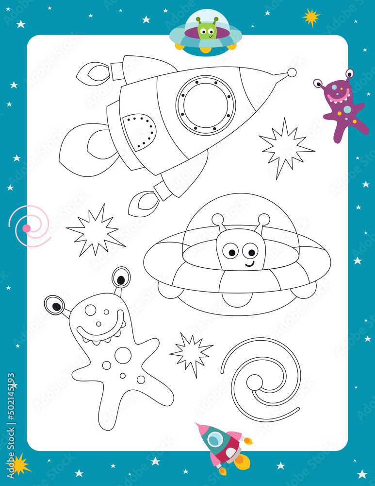 Space Activity pages for kids. Printable activity sheet with mini games ...