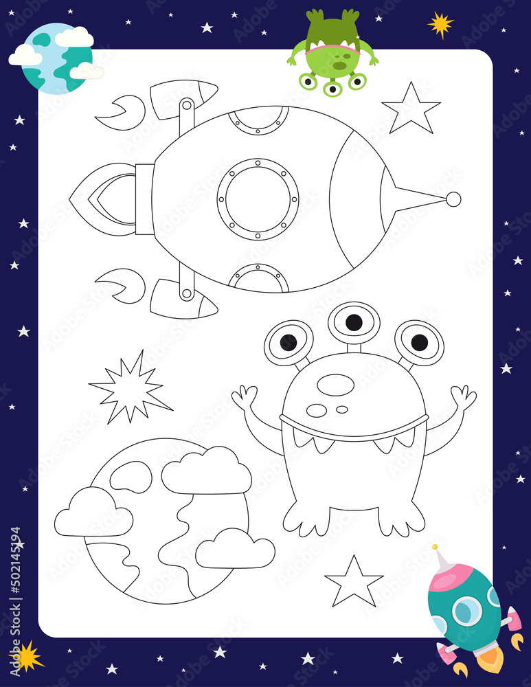 Space Activity pages for kids. Printable activity sheet with mini games ...