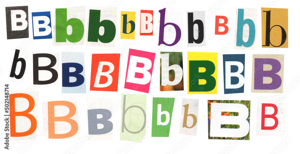 Foto de Stock letter b magazine cut out font, ransom letter, isolated ...