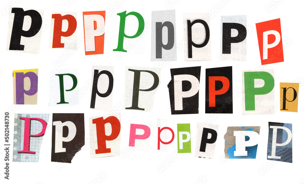 letter p magazine cut out font, ransom letter, isolated collage ...