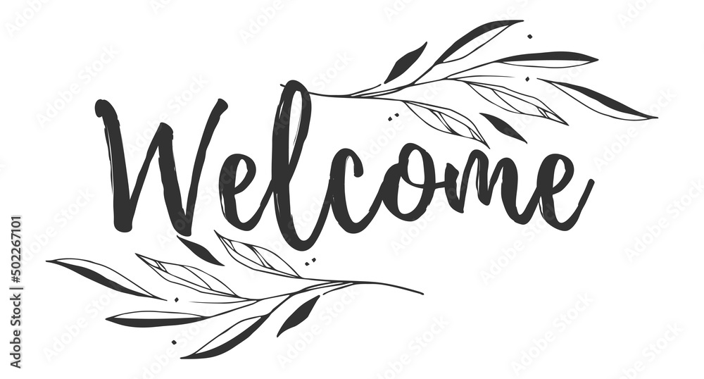 Vintage vector welcome handwritten inscription. hand drawn lettering ...