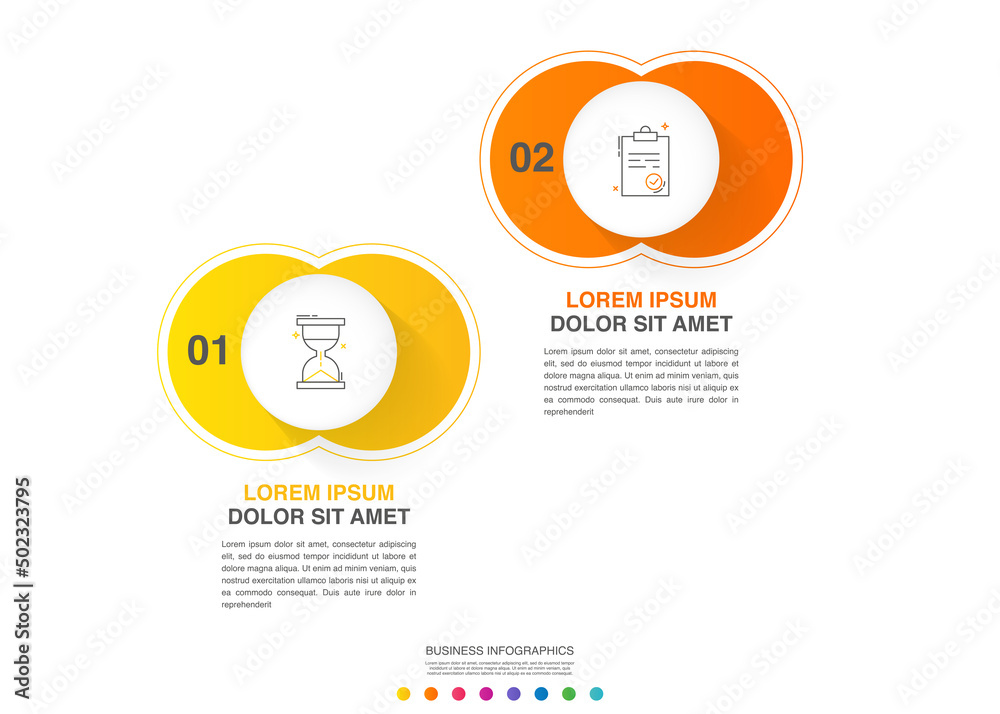 Vector circle infographics. Modern business timeline template with two ...