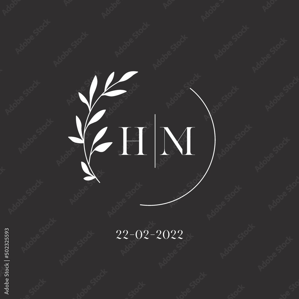 Letter HM wedding monogram logo design template Stock Vector | Adobe Stock