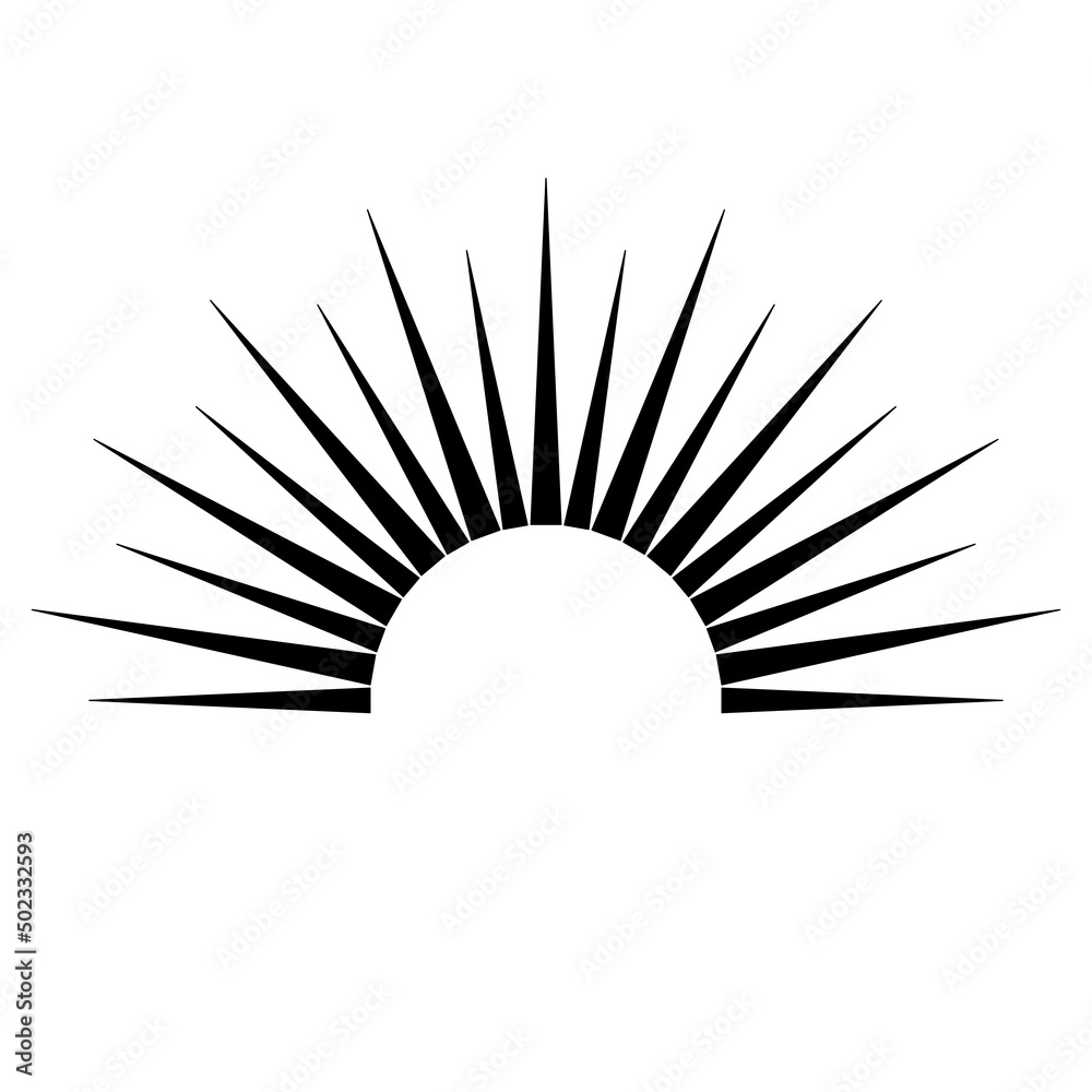 Hand drawn mystical Sun in line art. Sunburst, light rays, spiritual ...