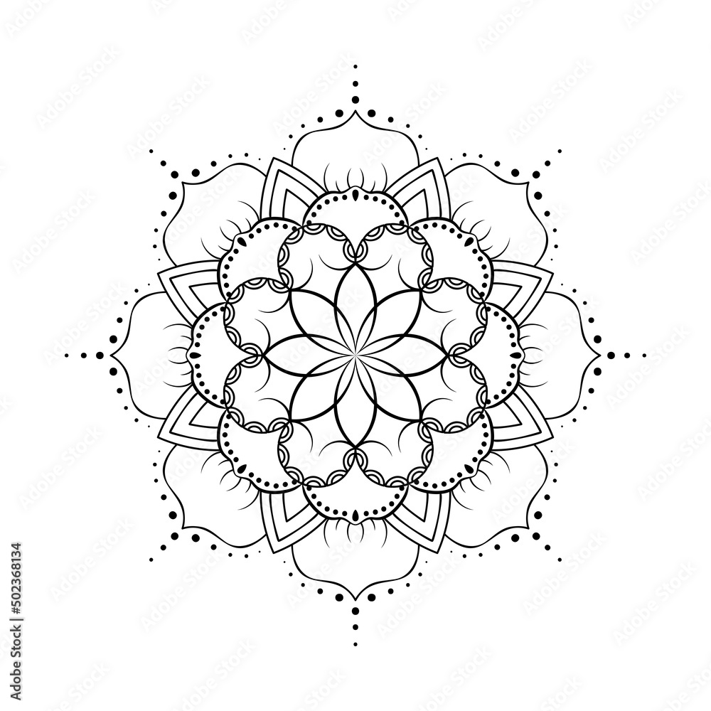 Hand drawn outline mandala art. Vector illustration isolated on a white ...
