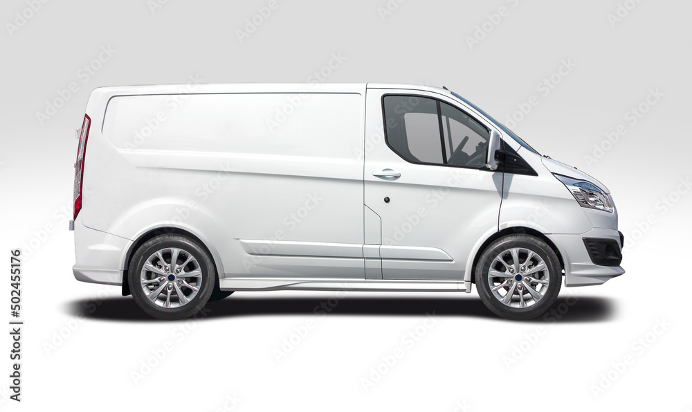 Ford Transit custom van, side view isolated on white background Stock ...