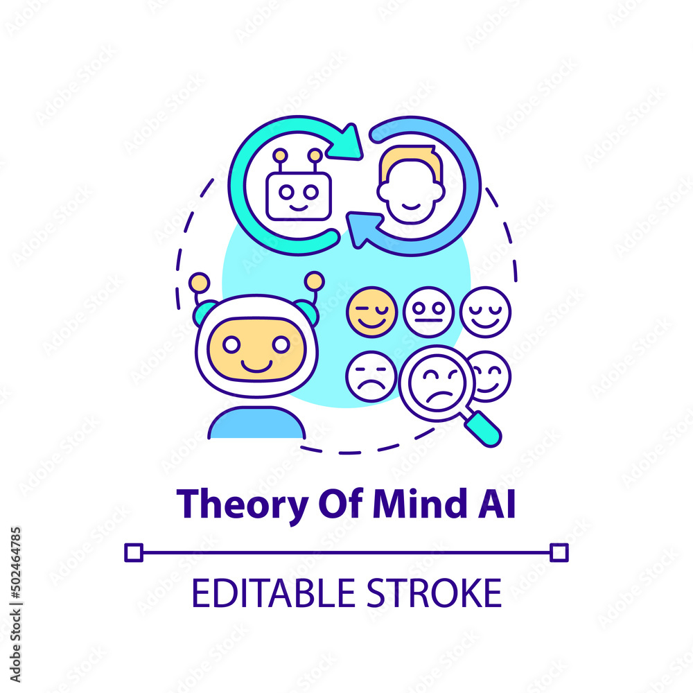 Theory of mind AI concept icon. Imitate human emotions. Artificial ...