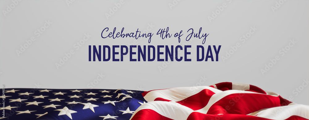 Authentic Banner for Independence Day with American Flag and White ...