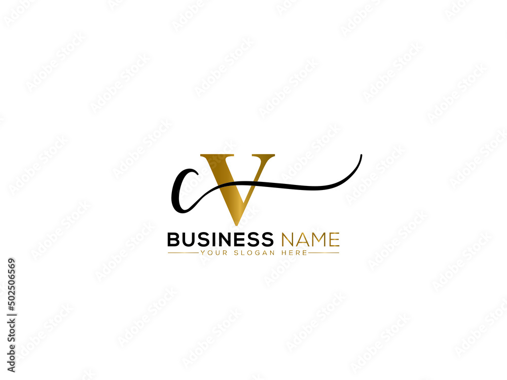 Letter CV Signature Logo, Simple Cv vc Signature Logo Icon Vector Stock ...