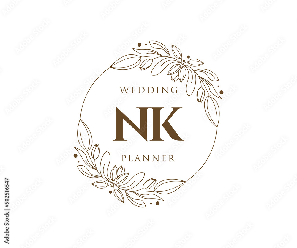 NK Initials letter Wedding monogram logos collection, hand drawn modern ...
