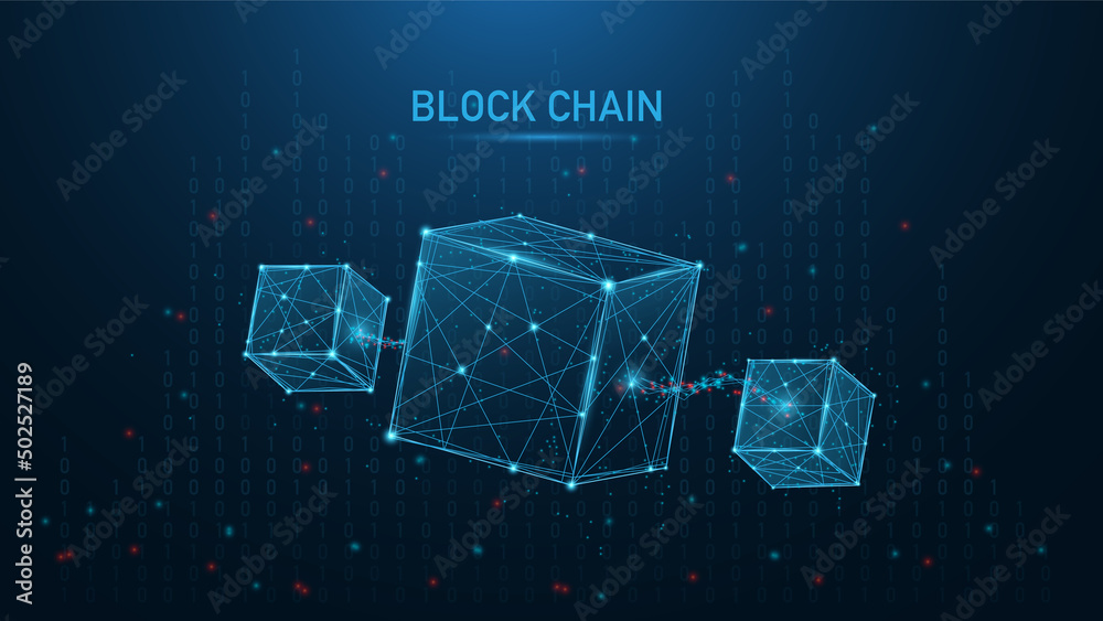 Blockchain technology concept on Low poly or polygonal style design ...