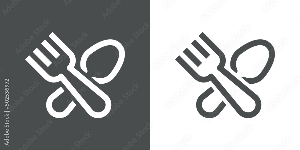 Vector de Stock Logotipo restaurante. Icono plano silueta de tenedor y ...