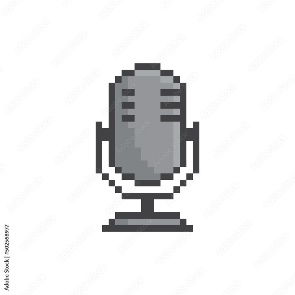 Vector de Stock pixel Podcast icon. Vector pixel art microphone 8 bit ...