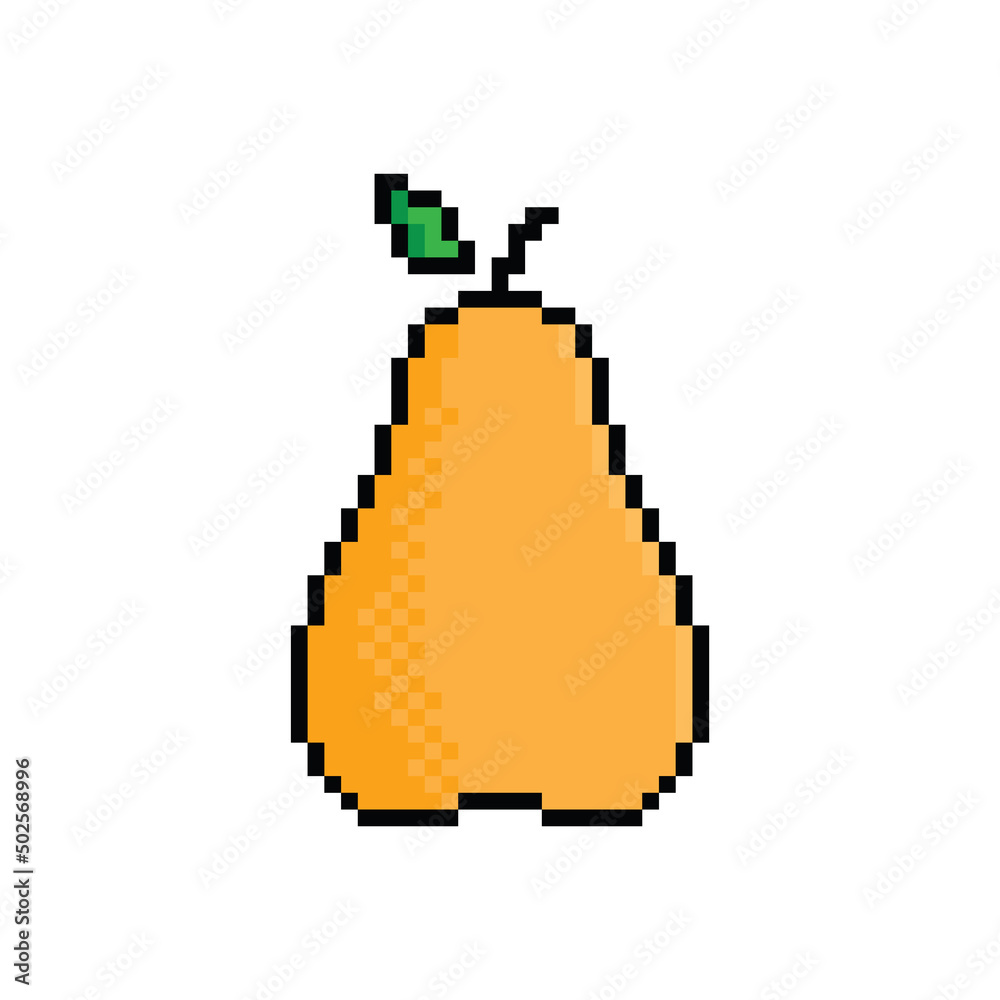 pixel pear icon. Vector pixel art pear 8 bit logo for game Stock Vector ...