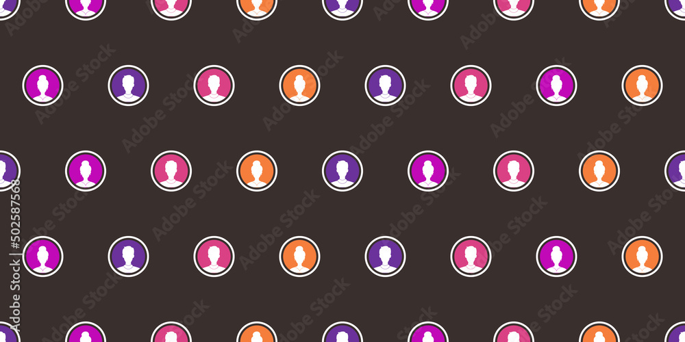 Colorful Seamless User Account Avatars Texture, Background with Rows of ...