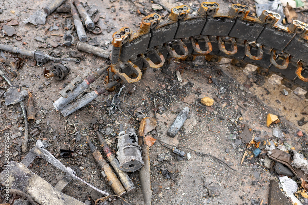 Ammunition of bullets in iron shell during Ukraine war Stock Photo ...