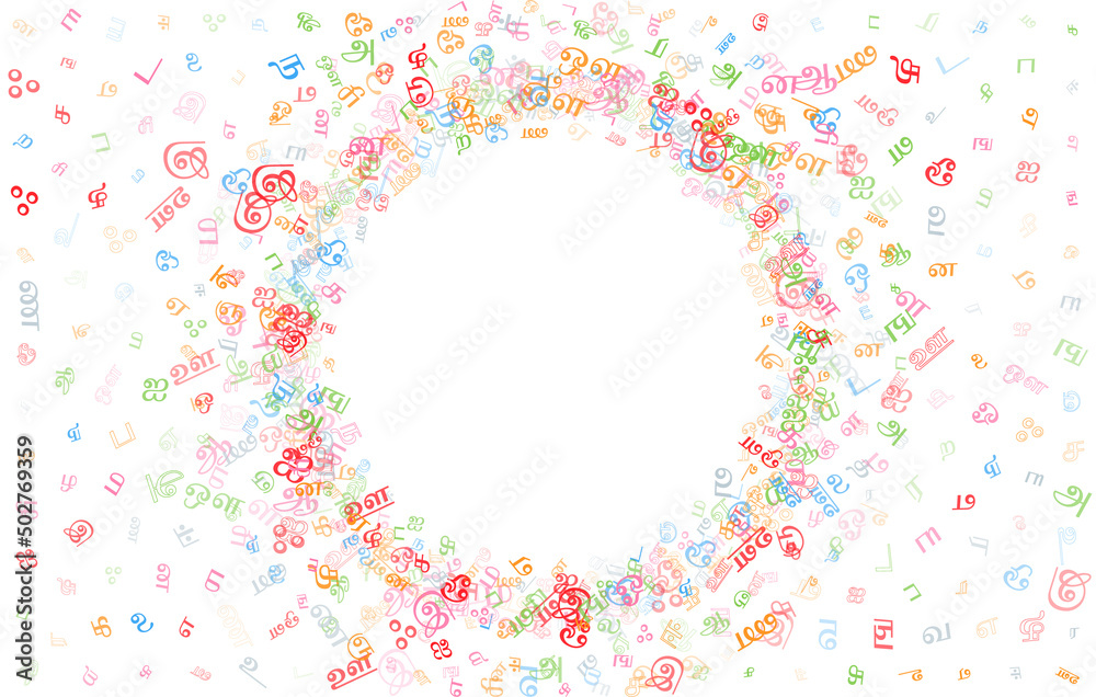 Colorful vector background made from Tamil alphabets, scripts, letters ...