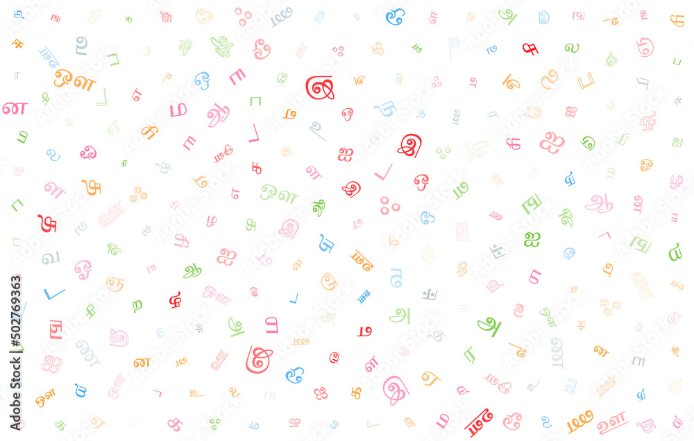 Colorful vector background made from Tamil alphabets, scripts, letters ...