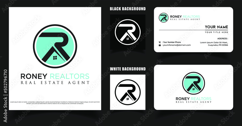 Simple Initial Letter R Realtor Logo With Business Card Template Stock ...