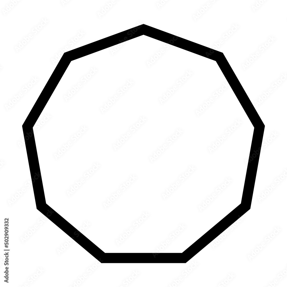 Nonagon symbol shape vector icon outline stroke for creative graphic ...